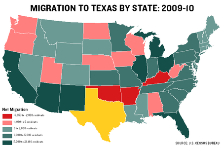 Texas Migration Map Headed To Texas: Thousands Of Migrants Coming From